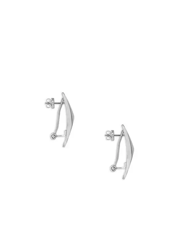 ANINE BING Curved Rectangle Earrings - Silver