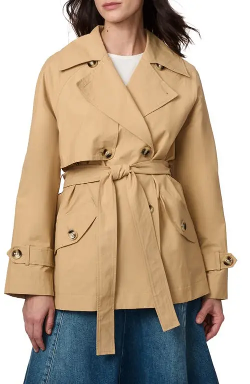 Bernardo Short Belted Trench Coat - Tan