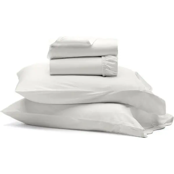 BOLL & BRANCH Signature Curved Edge Organic Cotton Sheet Set - White/ White