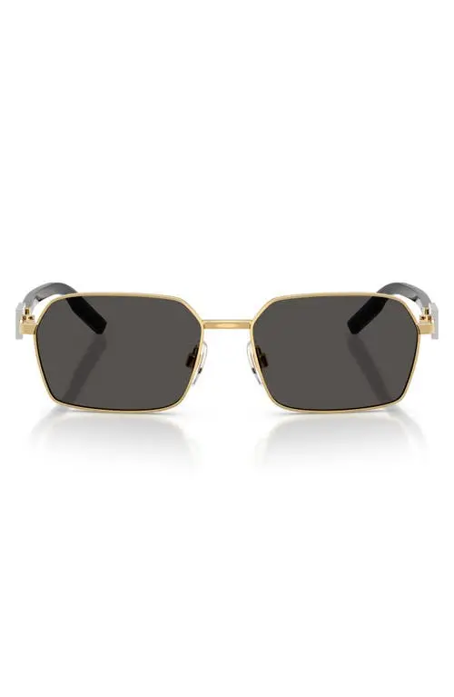 Dolce & Gabbana 56mm Rectangular Sunglasses - Gold/dark Grey