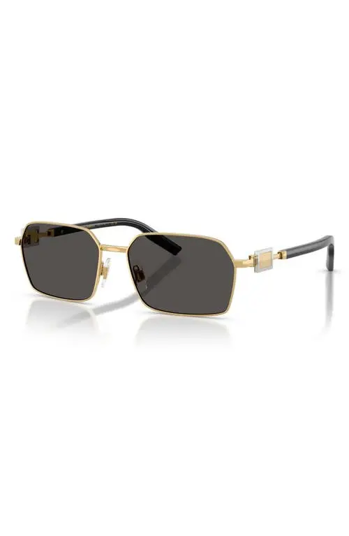 Dolce & Gabbana 56mm Rectangular Sunglasses - Gold/dark Grey