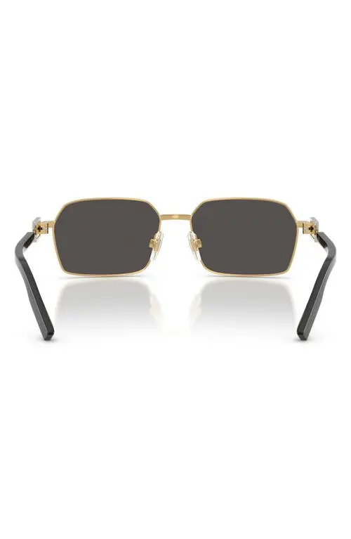 Dolce & Gabbana 56mm Rectangular Sunglasses - Gold/dark Grey