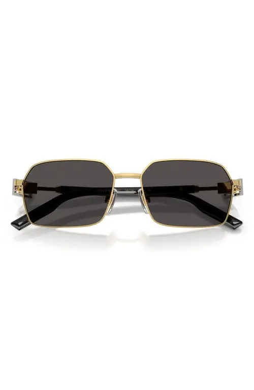 Dolce & Gabbana 56mm Rectangular Sunglasses - Gold/dark Grey