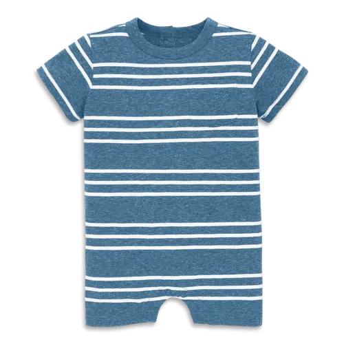 PRIMARY Baby Heathered Stripe Shortie - Moonlight White Stripe