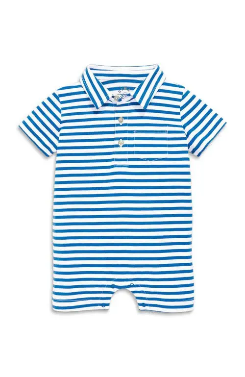 PRIMARY Baby Polo Striped Shortie - Blueberry White Stripe