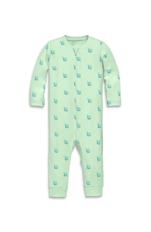 PRIMARY Baby Organic Zip Romper In Baby Bugs - Light Clover Snails