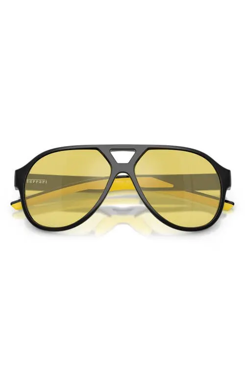 SCUDERIA FERRARI 58mm Pilot Sunglasses - Black /mirror Yellow