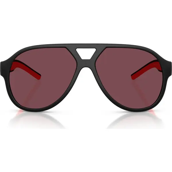 SCUDERIA FERRARI 58mm Pilot Sunglasses - Matte Black / Red Ferrari
