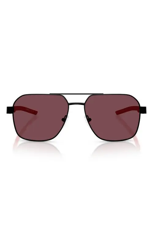 SCUDERIA FERRARI 57mm Square Sunglasses - Matte Black / Red Ferrari