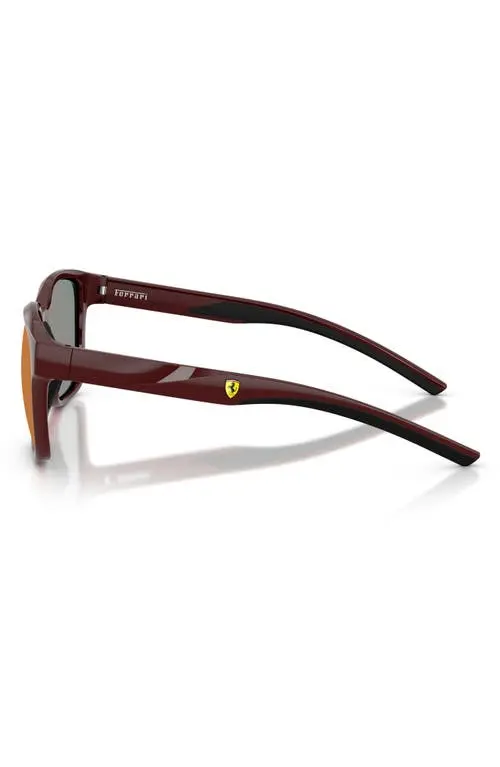 SCUDERIA FERRARI 56mm Square Sunglasses - Red Bordeaux / Red Mirror