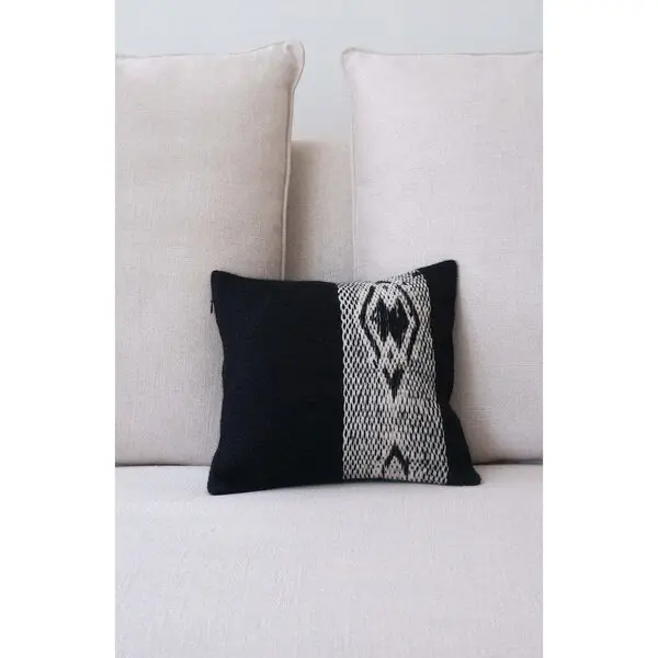 Voz Diagonal Square Pillow 12" X 12 - Black/ivory