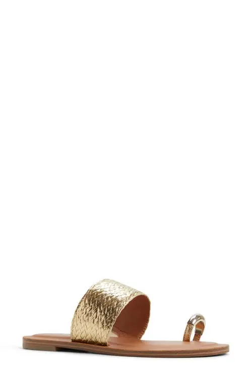 Aldo Beachwalk Woven Slide Sandal - Gold