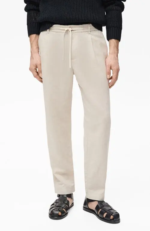 Mango Slim Fit Linen & Cotton Drawstring Pants