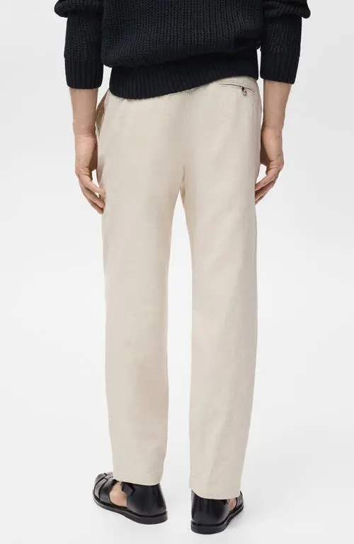 Mango Slim Fit Linen & Cotton Drawstring Pants