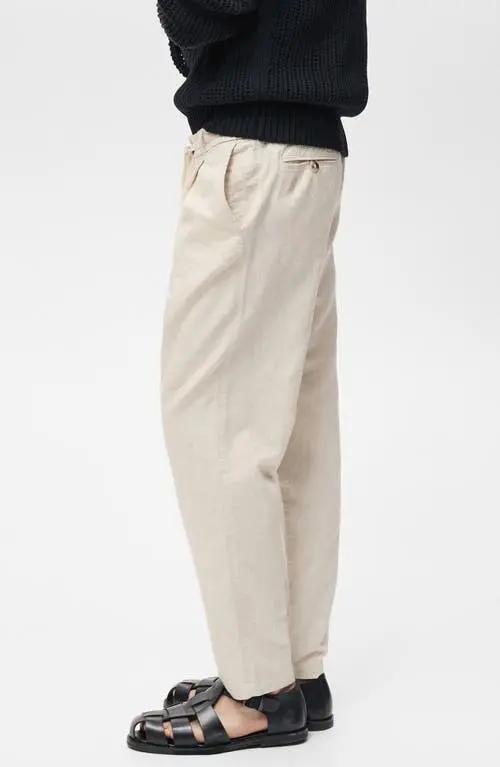 Mango Slim Fit Linen & Cotton Drawstring Pants