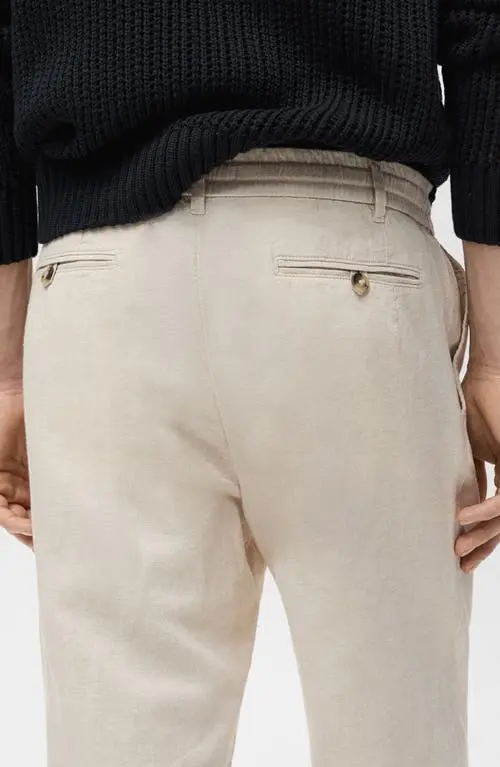 Mango Slim Fit Linen & Cotton Drawstring Pants