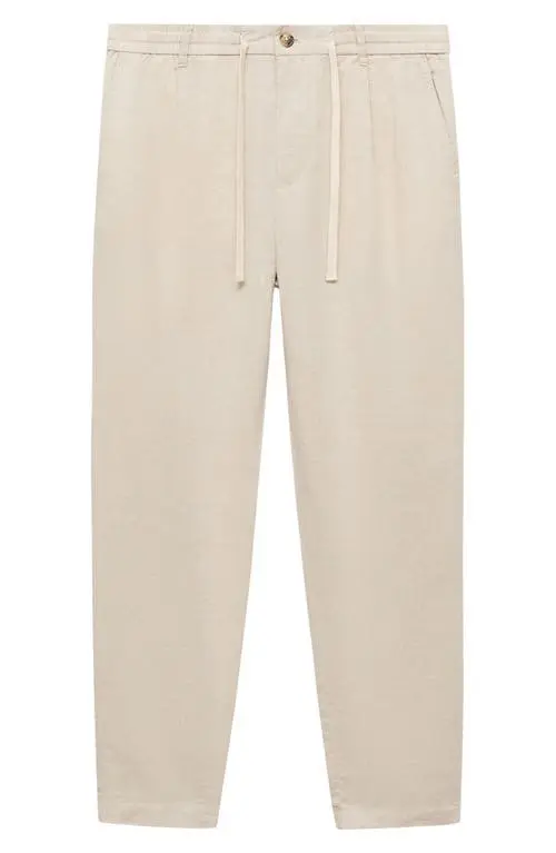 Mango Slim Fit Linen & Cotton Drawstring Pants