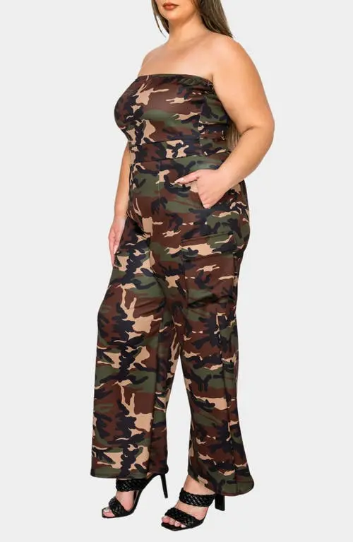 L I V D Freya Cargo Strapless Jumpsuit - Camo