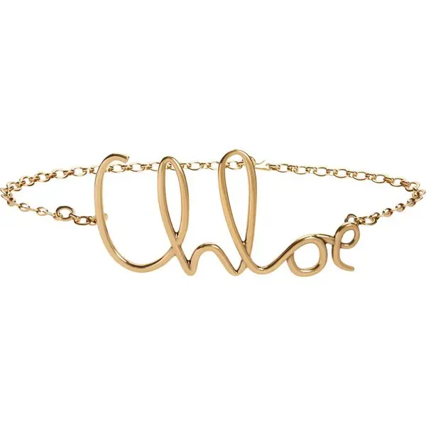 Chloé Script Logo Chain Belt - Vintage Gold