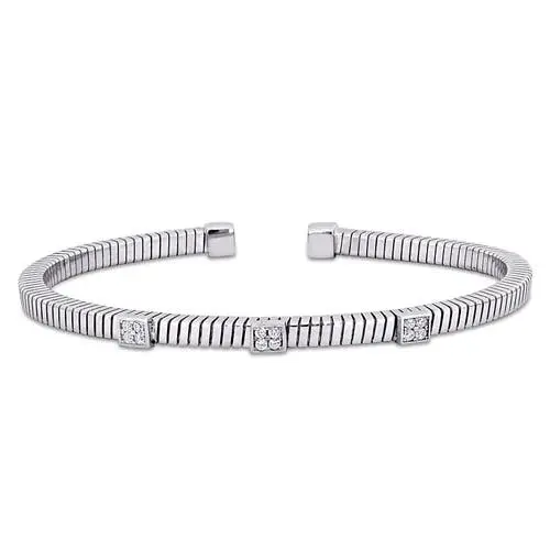 JULIANNA B. 3/8 Ctw Cubic Zirconia Bangle Bracelet - Sterling Silver