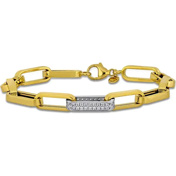 JULIANNA B. Cubic Zirconia Paperclip Link Bracelet - 14k Yellow Gold