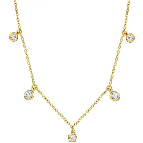 JULIANNA B. Multi-shape Cubic Zirconia Station Necklace - Yellow-plated