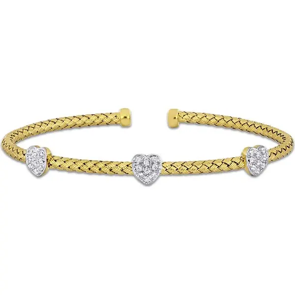 JULIANNA B. Cubic Zirconia Heart Bangle - Yellow-plated