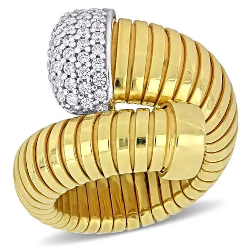 JULIANNA B. Cubic Zirconia Snake Wrap Ring - Yellow-plated