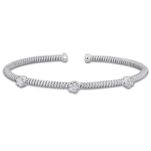 JULIANNA B. Cubic Zirconia Twist Bangle - Sterling Silver