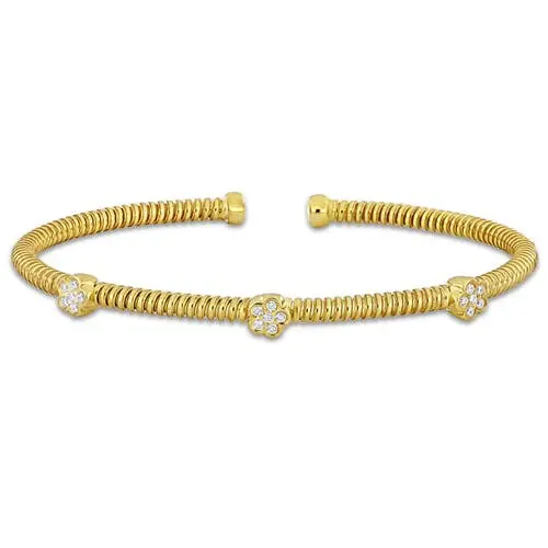 JULIANNA B. Cubic Zirconia Twist Bangle - Yellow-plated