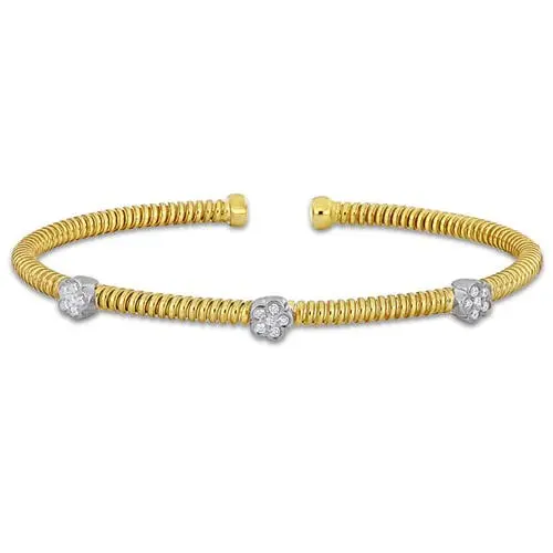 JULIANNA B. Cubic Zirconia Twist Bangle - Yellow-plated