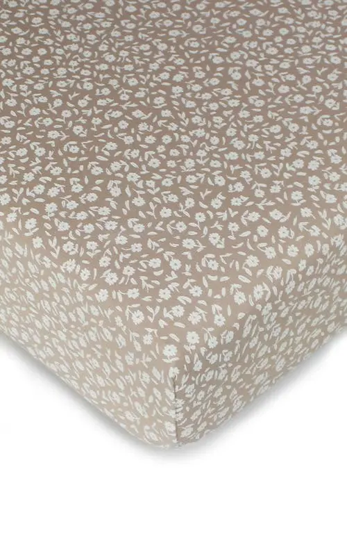 L'OVEDBABY Organic Cotton Crib Sheet - Oatmeal Ditsy Floral