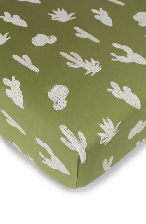 L'OVEDBABY Organic Cotton Crib Sheet - Sage Cactus