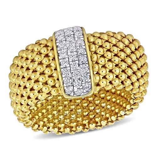 JULIANNA B. Cubic Zirconia Popcorn Design Flexible Ring - Yellow-plated