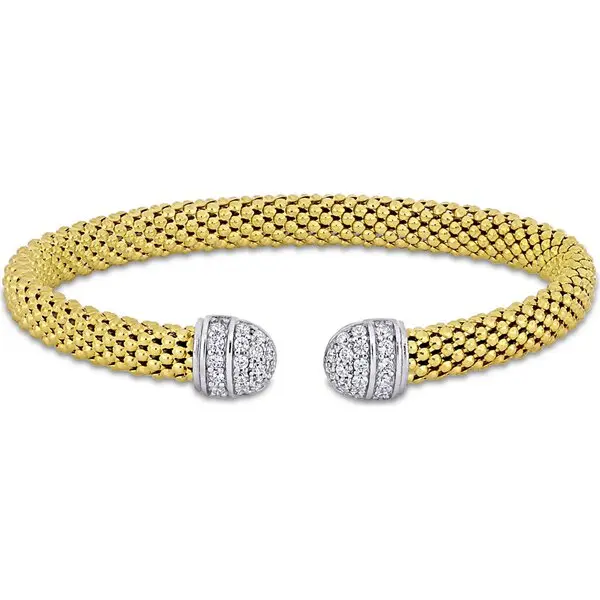 JULIANNA B. Cubic Zirconia Two-tone Bangle - Yellow-plated
