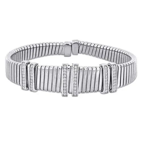 JULIANNA B. Cubic Zirconia Omega Bangle - Sterling Silver
