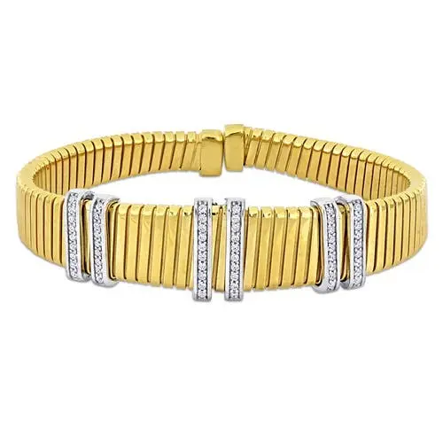JULIANNA B. Cubic Zirconia Omega Bangle - Yellow-plated