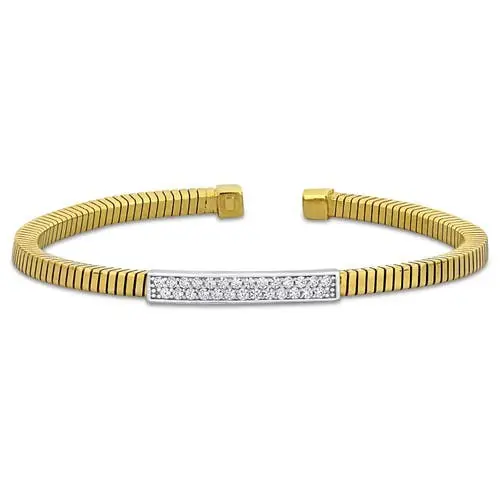 JULIANNA B. Cluster Bar Open Bangle Bracelet - Yellow-plated