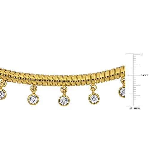 JULIANNA B. Cubic Zirconia Yellow Plated Sterling Silver Drop Necklace