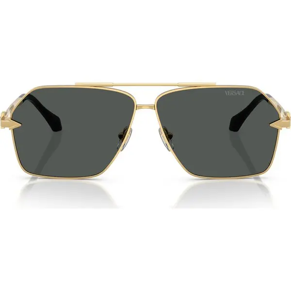 Versace 63mm Pilot Sunglasses - Gold