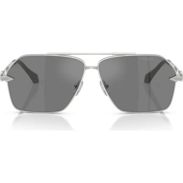 Versace 63mm Pilot Sunglasses - Silver