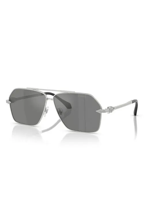 Versace 63mm Pilot Sunglasses - Silver