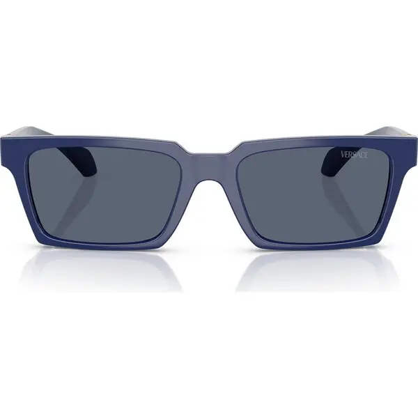 Versace 55mm Rectangular Sunglasses - Solid Blue