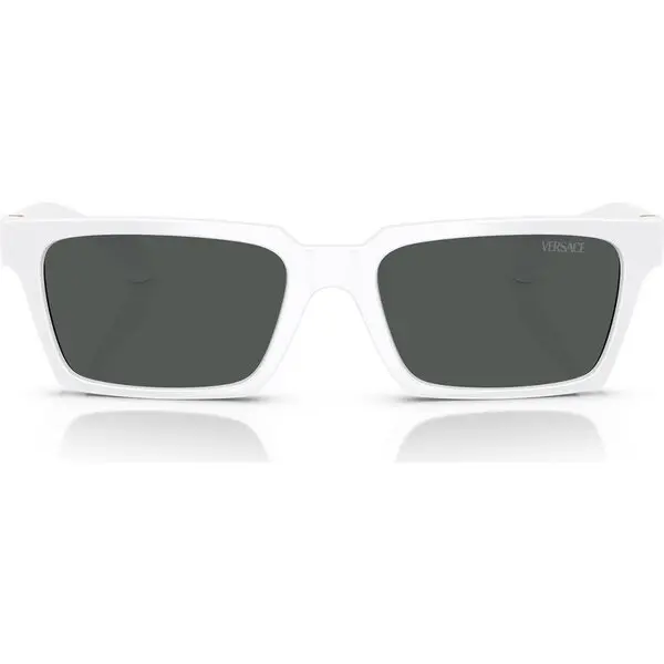 Versace 55mm Rectangular Sunglasses - White