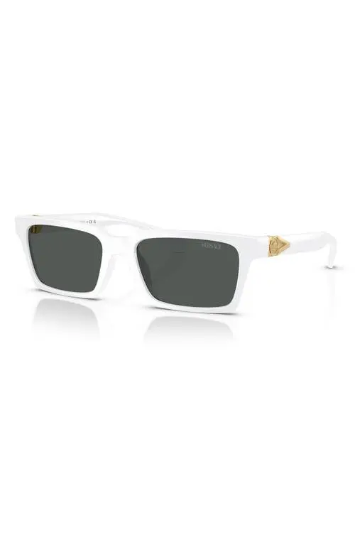 Versace 55mm Rectangular Sunglasses - White