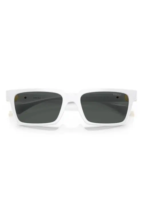 Versace 55mm Rectangular Sunglasses - White