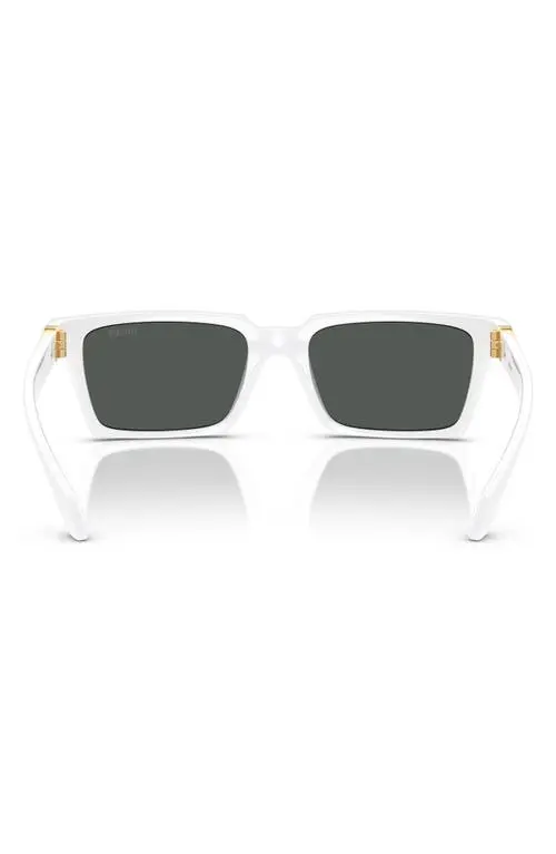 Versace 55mm Rectangular Sunglasses - White
