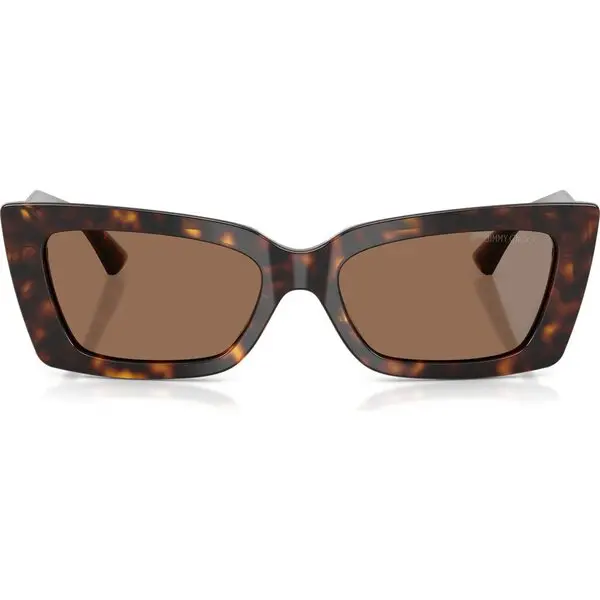JIMMY CHOO 54mm Cat Eye Sunglasses - Havana / Dark Brown