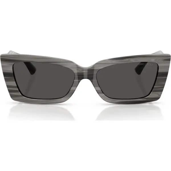 JIMMY CHOO 54mm Cat Eye Sunglasses - Striped Black / Dark Grey