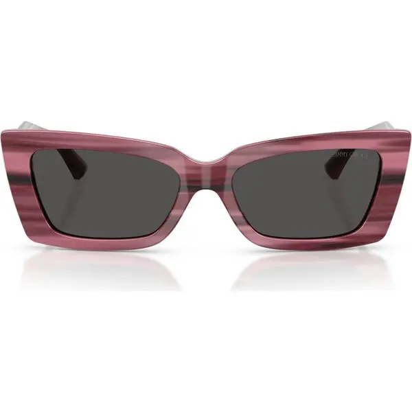 JIMMY CHOO 54mm Cat Eye Sunglasses - Striped Cranberry / Dark Grey
